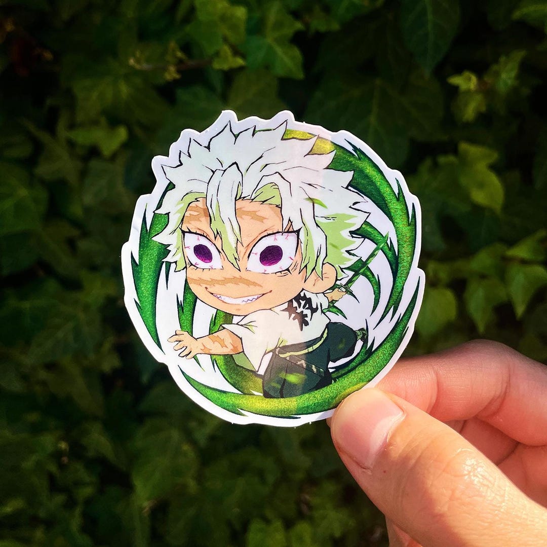 Holographic Chibi Demon Slayer Sanemi Wind Hashira Sticker - Etsy