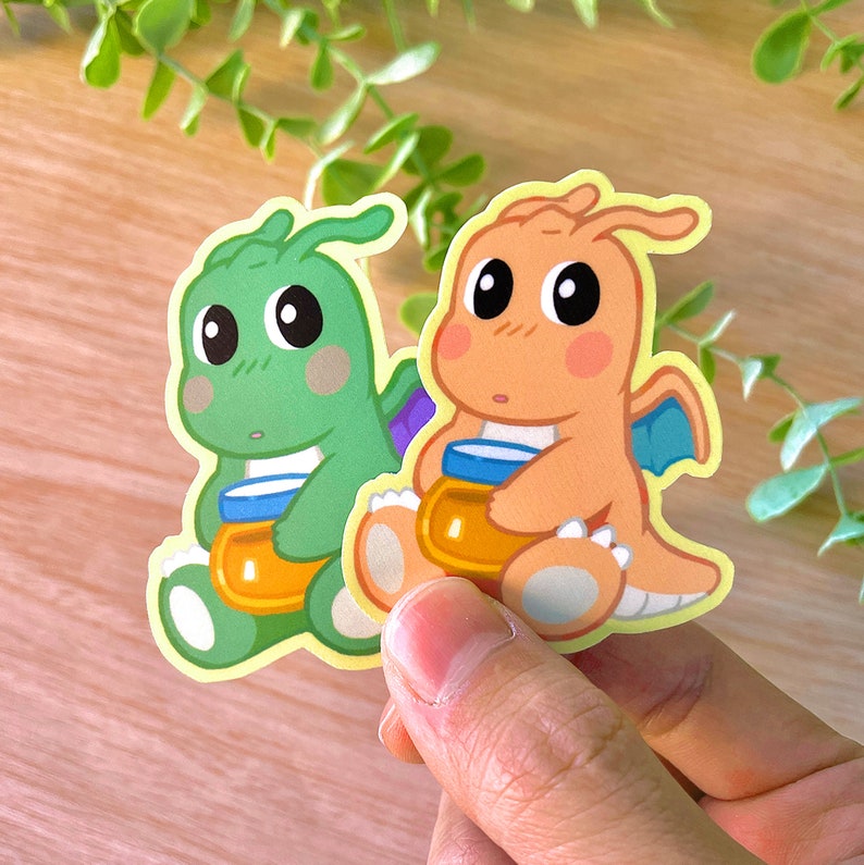 Cute Chibi Dragonite and Shiny Dragonite Sticker - Etsy