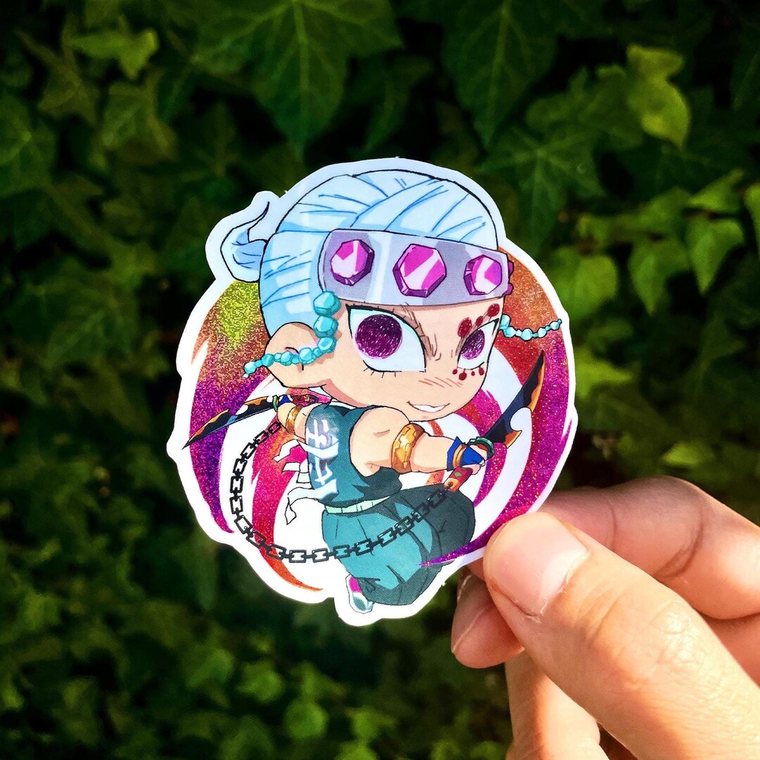 Cute Holographic Chibi Demon Slayer Uzui Tengen Sound Hashira Sticker ...