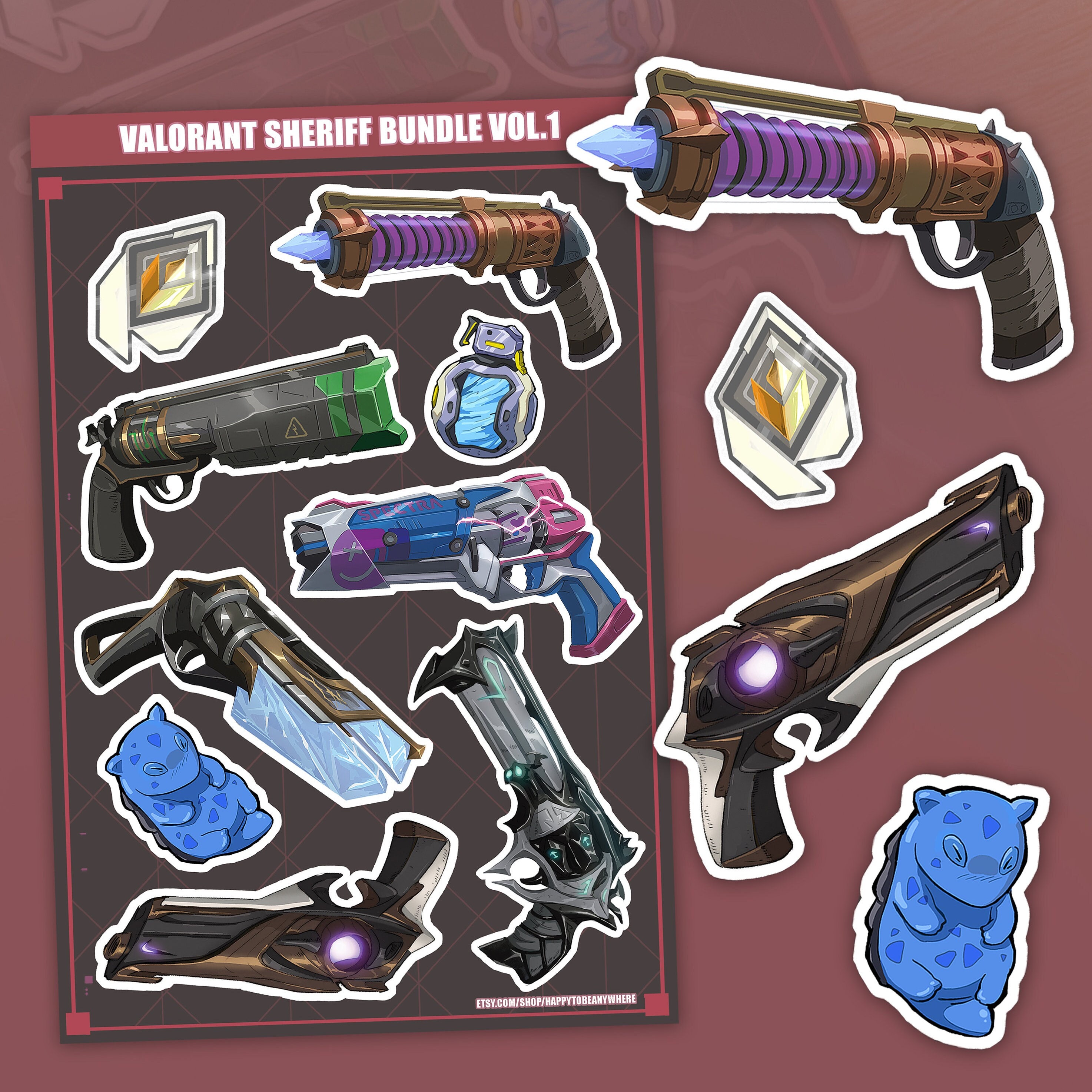 Retro Anime Style Valorant Sheriff Sticker Sheet - Etsy