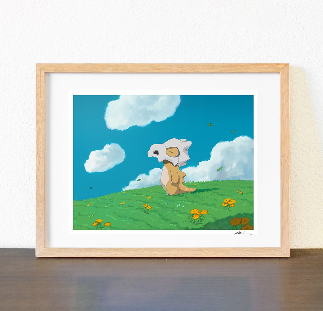 Pokemon Ghibli Style Cubone Linen Art Print, Signed - Etsy