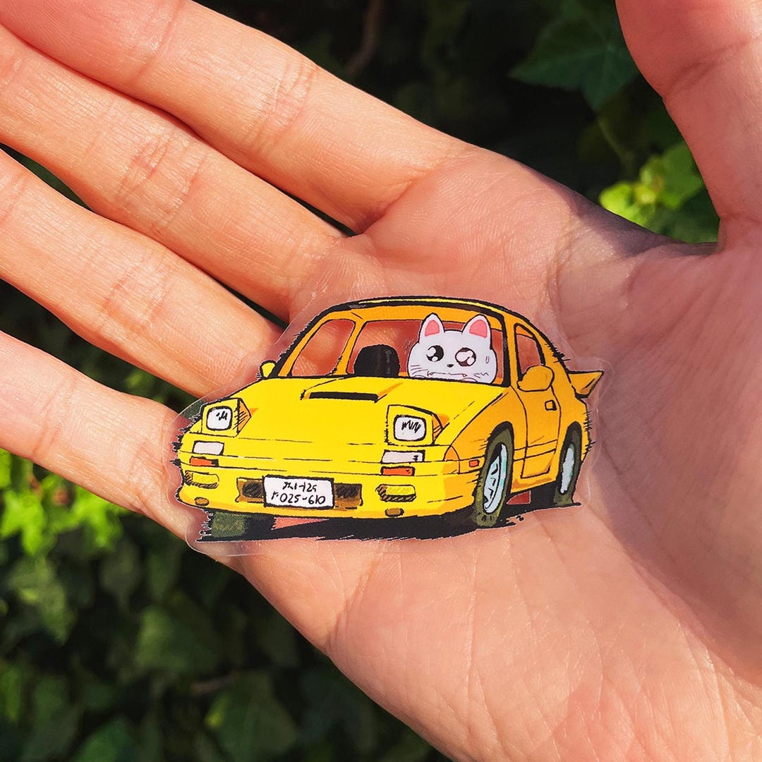 Cute Cat Initial D Inspired Anime Sticker Clear, Glitter - Etsy