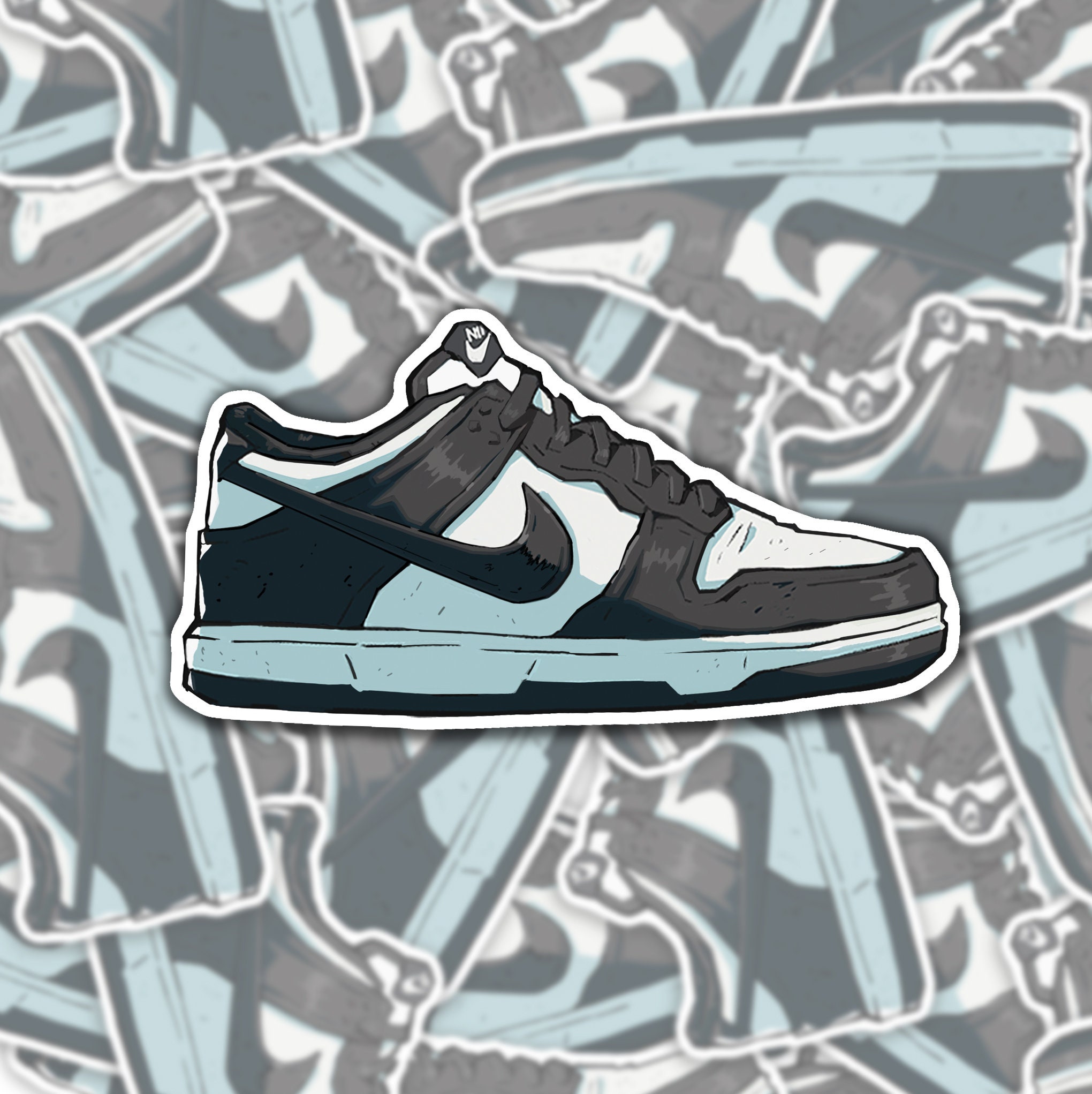 Anime Style Nike Panda Dunk Sticker , Waterproof, for Laptops ...