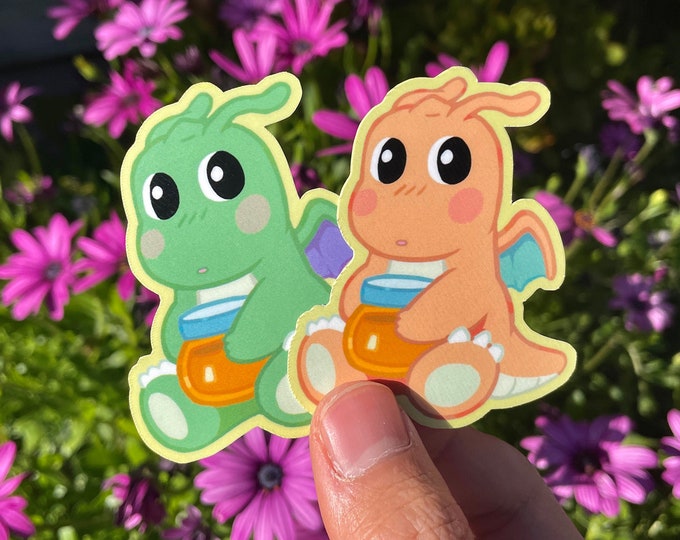 Cute Chibi Dragonite and Shiny Dragonite Sticker - Etsy