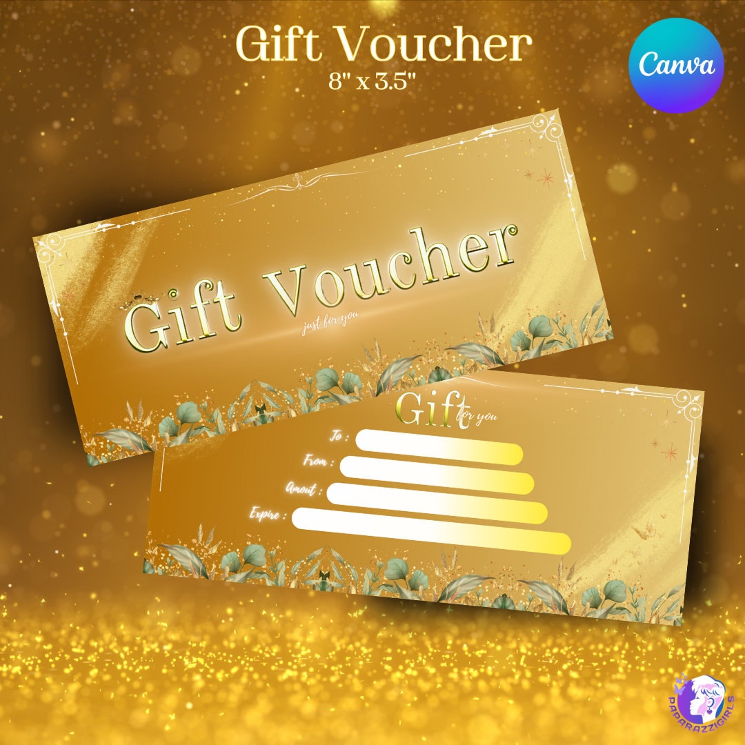 Gold Gift Voucher Template. Gold and Yellow Beauty Gift Card. - Etsy