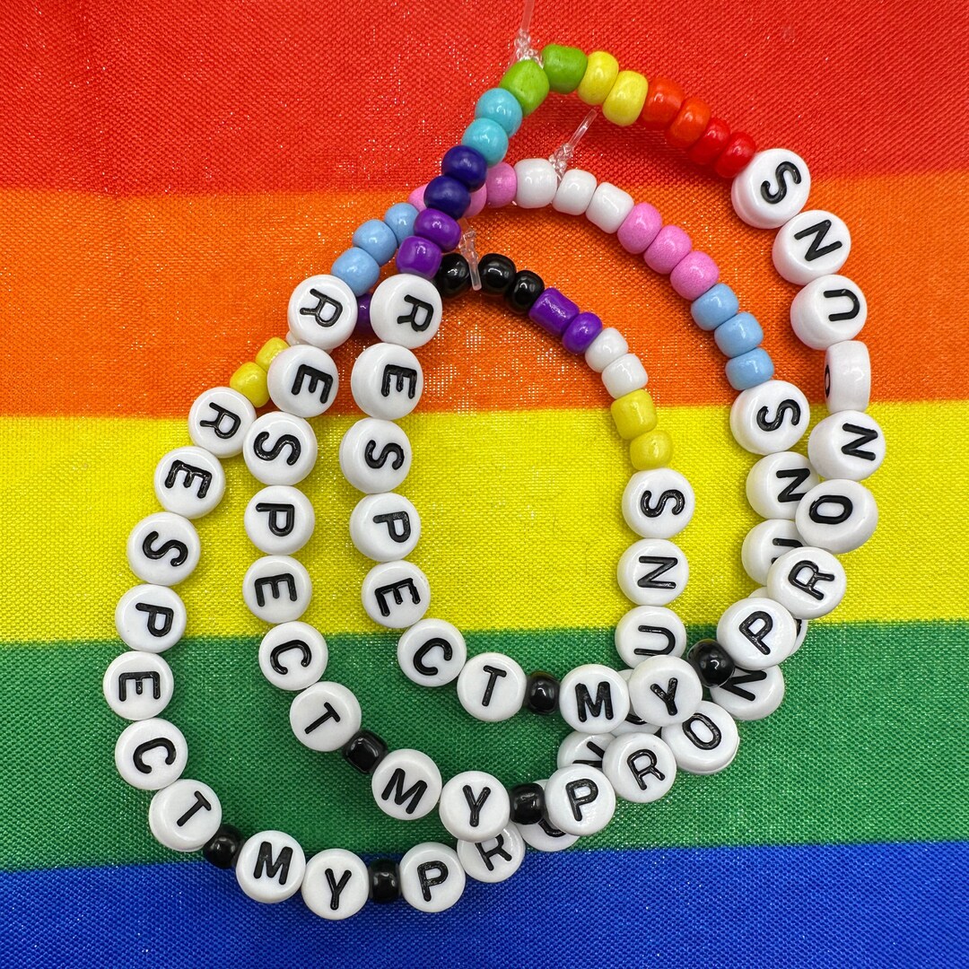Respect My Pronouns LGBTQIA Pride Bracelet - Etsy