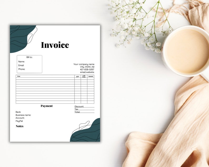 Invoice Template, Printable Receipt, Classy Order Form, Boutique ...
