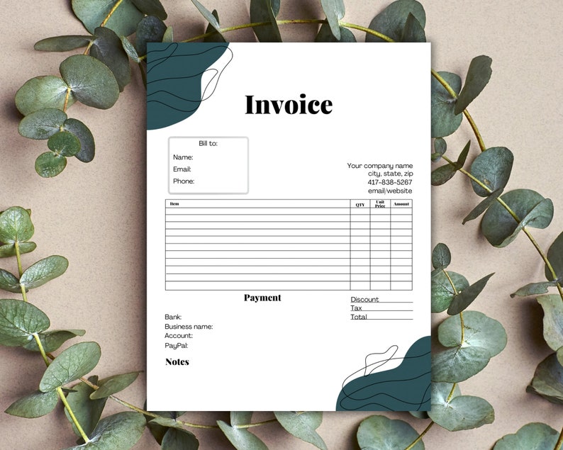 Invoice Template, Printable Receipt, Classy Order Form, Boutique ...