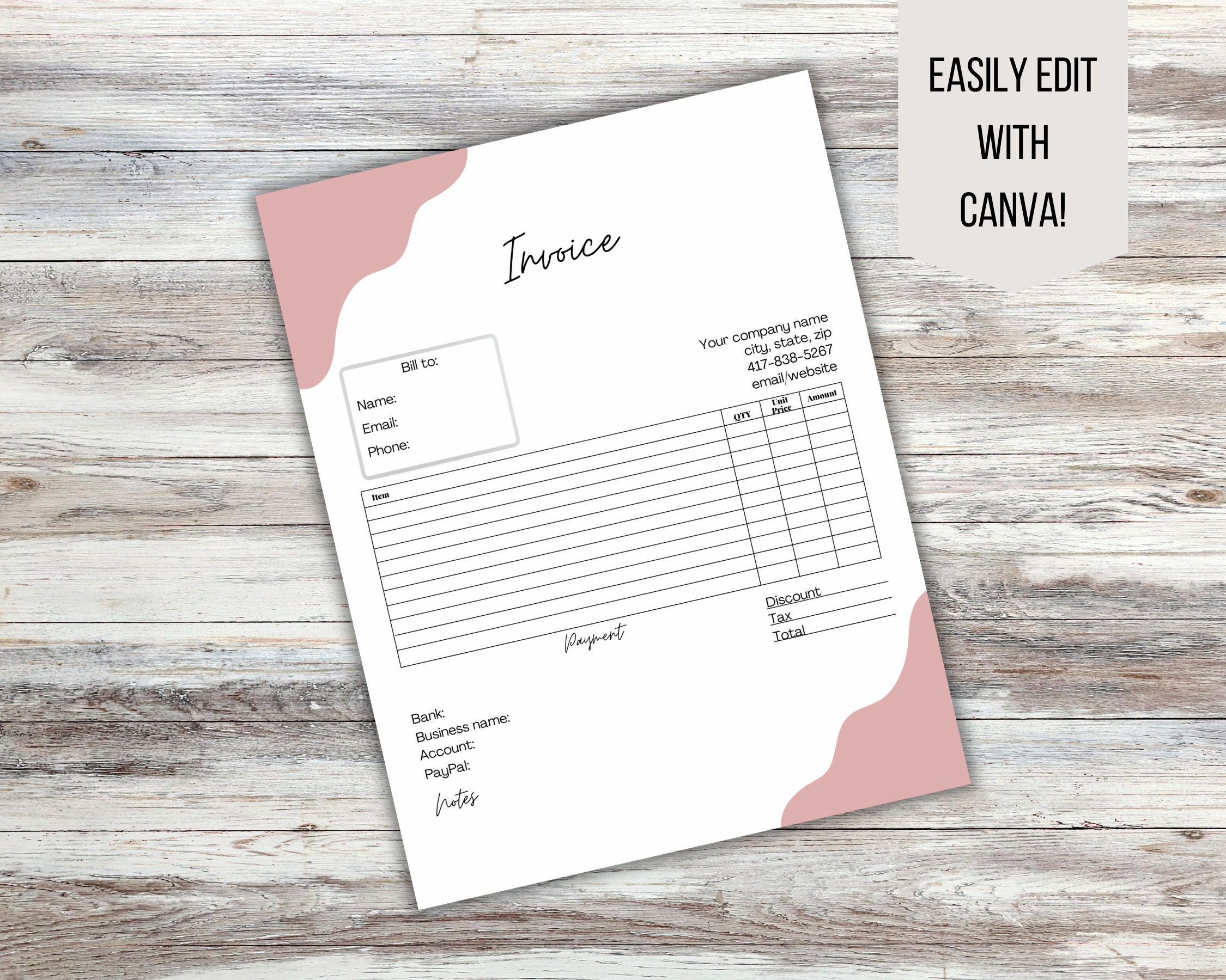 Printable Invoice, Small Business Receipt, Cute Order Form, Printable ...