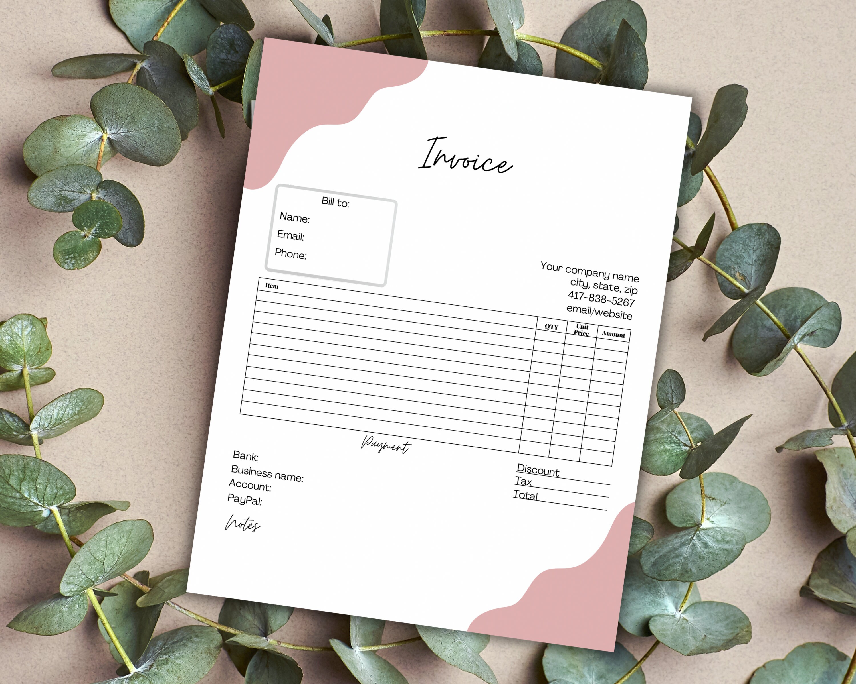 Printable Invoice, Small Business Receipt, Cute Order Form, Printable ...