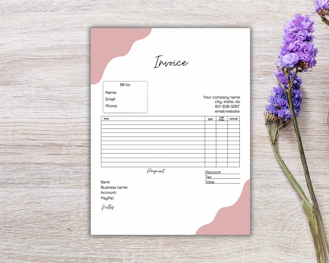 Printable Invoice, Small Business Receipt, Cute Order Form, Printable ...