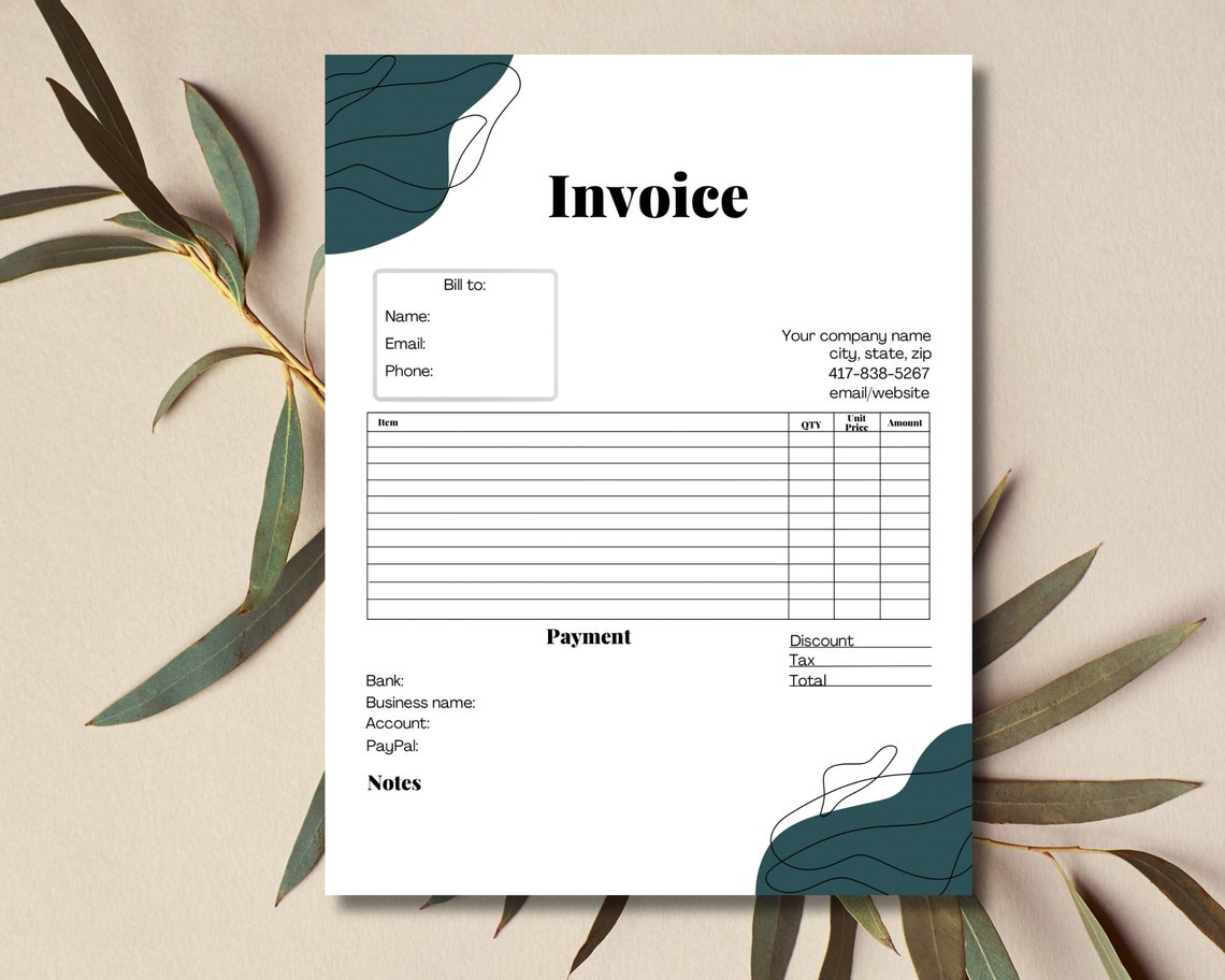Invoice Template, Printable Receipt, Classy Order Form, Boutique ...