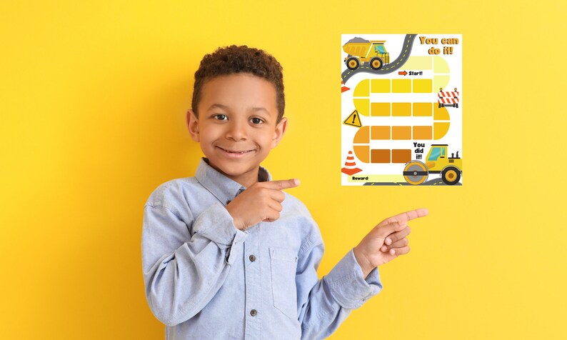 Construction Reward Chart Kids Routine Sticker Chart Digital Printable ...