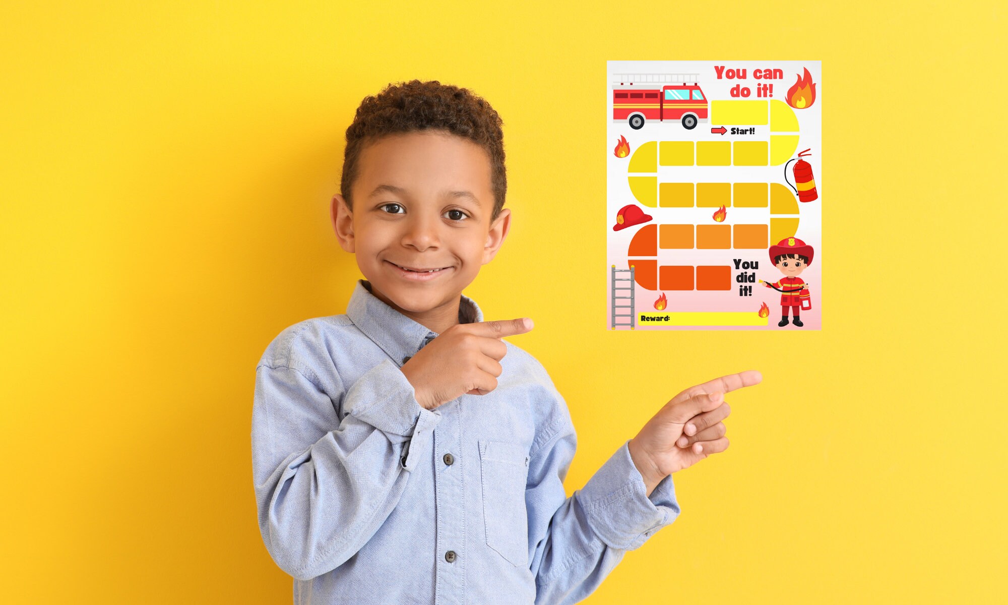Firetruck Reward Chart Kids Routine Sticker Chart Digital Printable ...