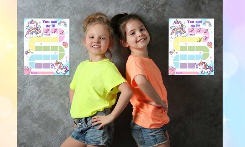 Unicorn Reward Chart Kids Routine Sticker Chart Digital Printable Cute ...