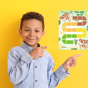 Monkey Reward Chart Kids Routine Sticker Chart Digital Printable Cute ...