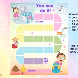 Potty Training Girl Reward Chart Kids Routine Sticker Chart Digital ...