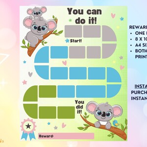 Koala Reward Chart | Kids Routine Sticker Chart | Digital Printable ...