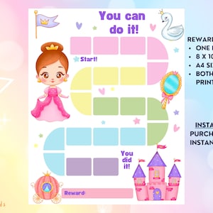 Princess Reward Chart | Kids Routine Sticker Chart | Digital Printable ...