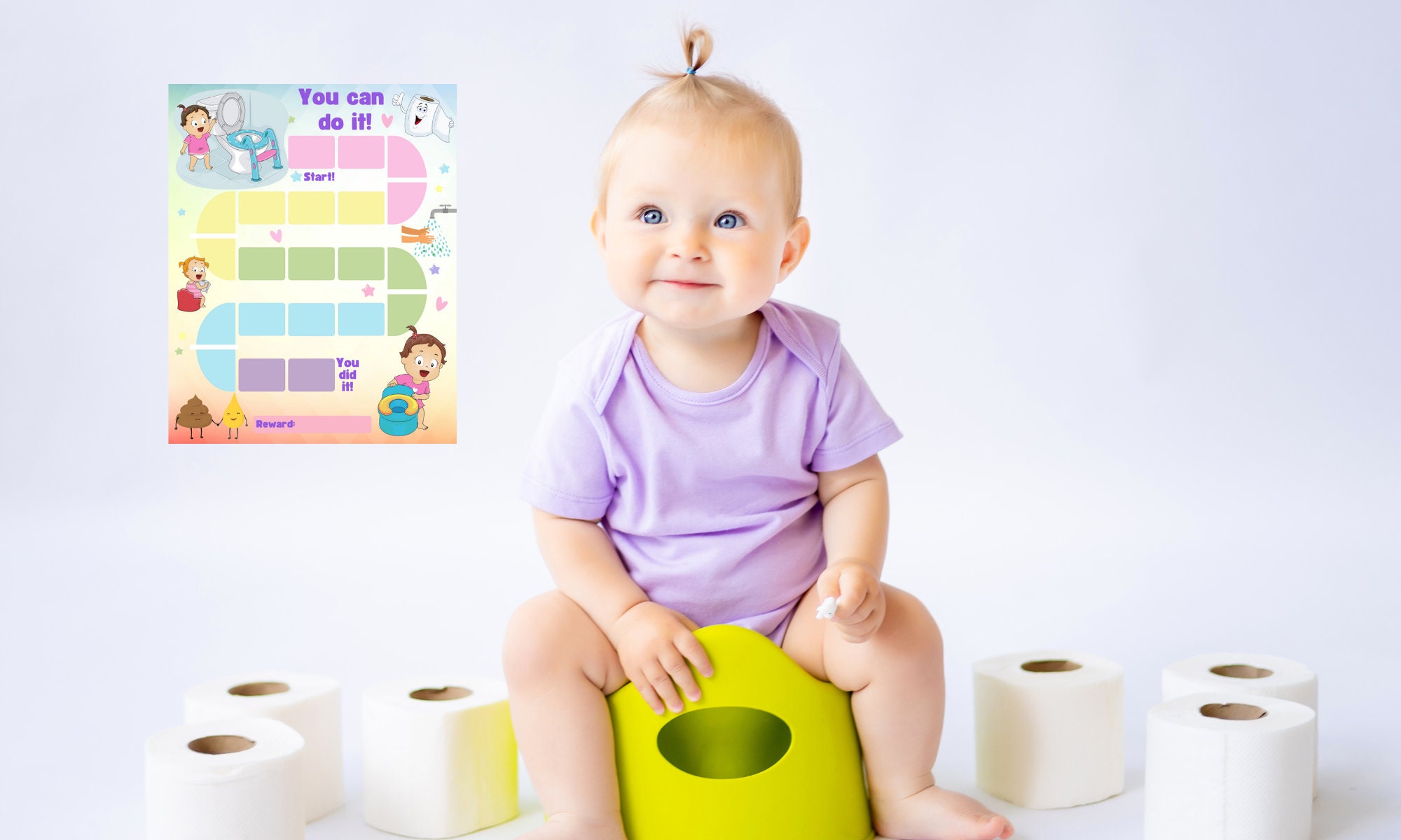 Potty Training Girl Reward Chart Kids Routine Sticker Chart Digital ...