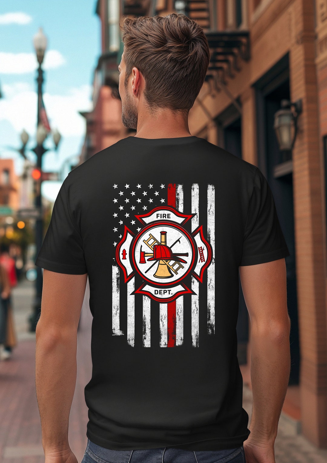 Fire Department Flag T-shirt, Firefighter Tee, First Responder Shirt ...