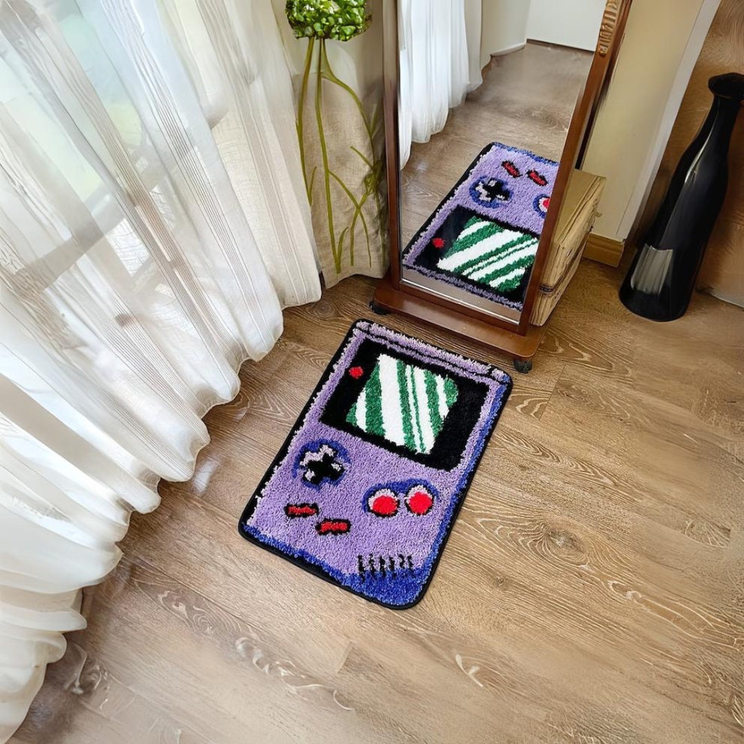 Purple Gameboy Rug Modern Aesthetic for Bedroom Decor Tufted Design ...
