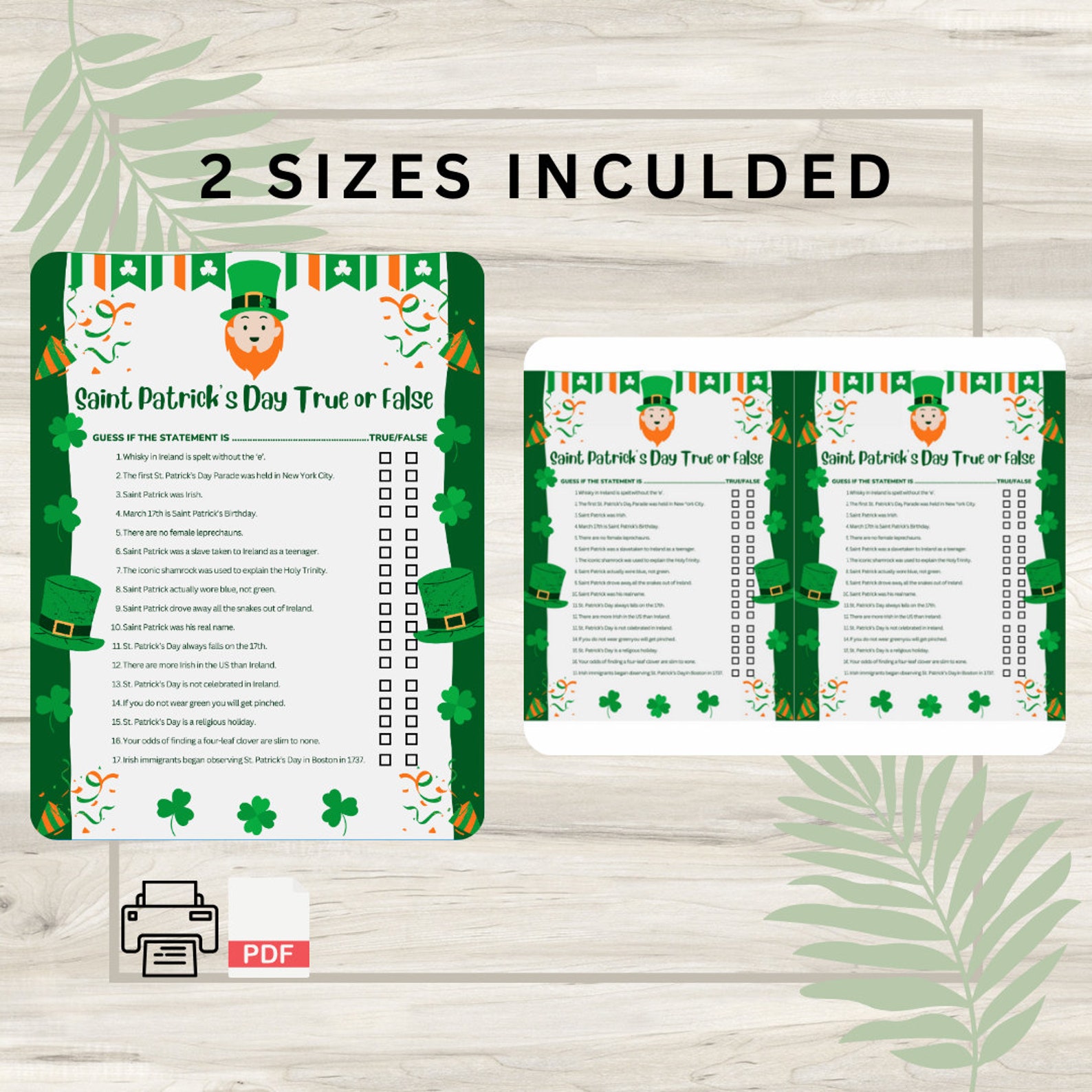 St. Patrick's Day True or False Trivia PDF Download - Quiz - Trivia ...