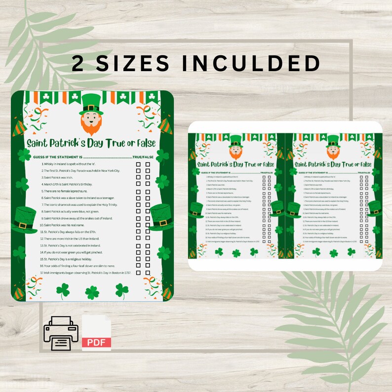 St. Patrick's Day True or False Trivia PDF Download - Quiz - Trivia ...