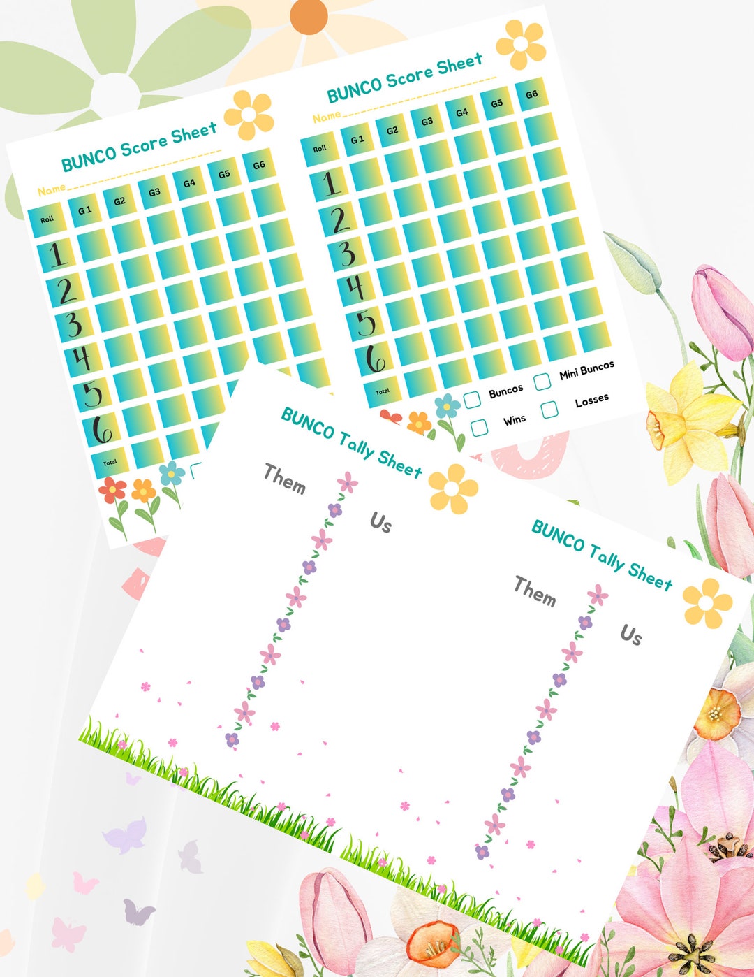 Spring Flowers Bunco Printable - Etsy