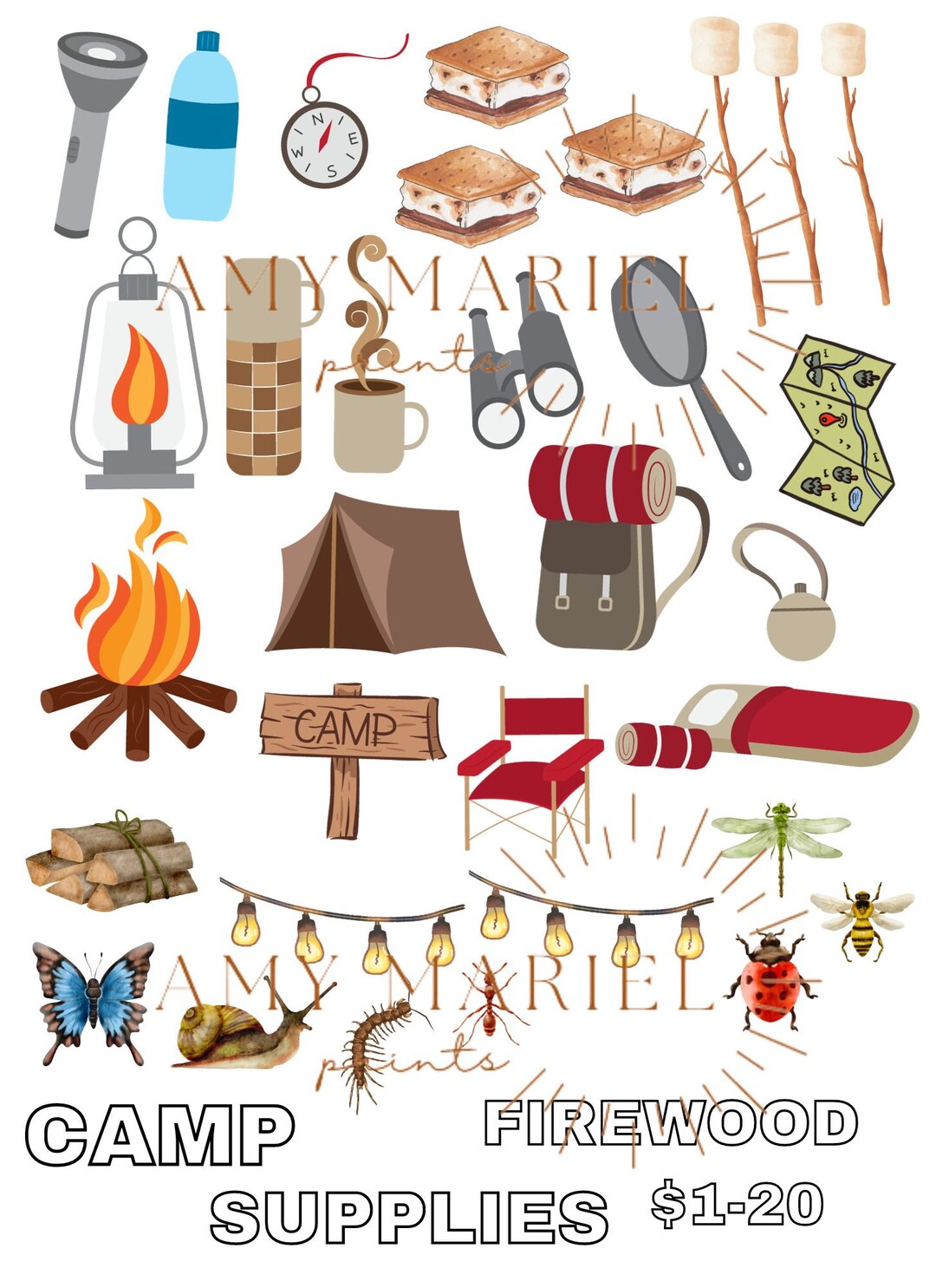Camping Theme - Table Tent Accessories - DIGITAL DOWNLOAD - Etsy