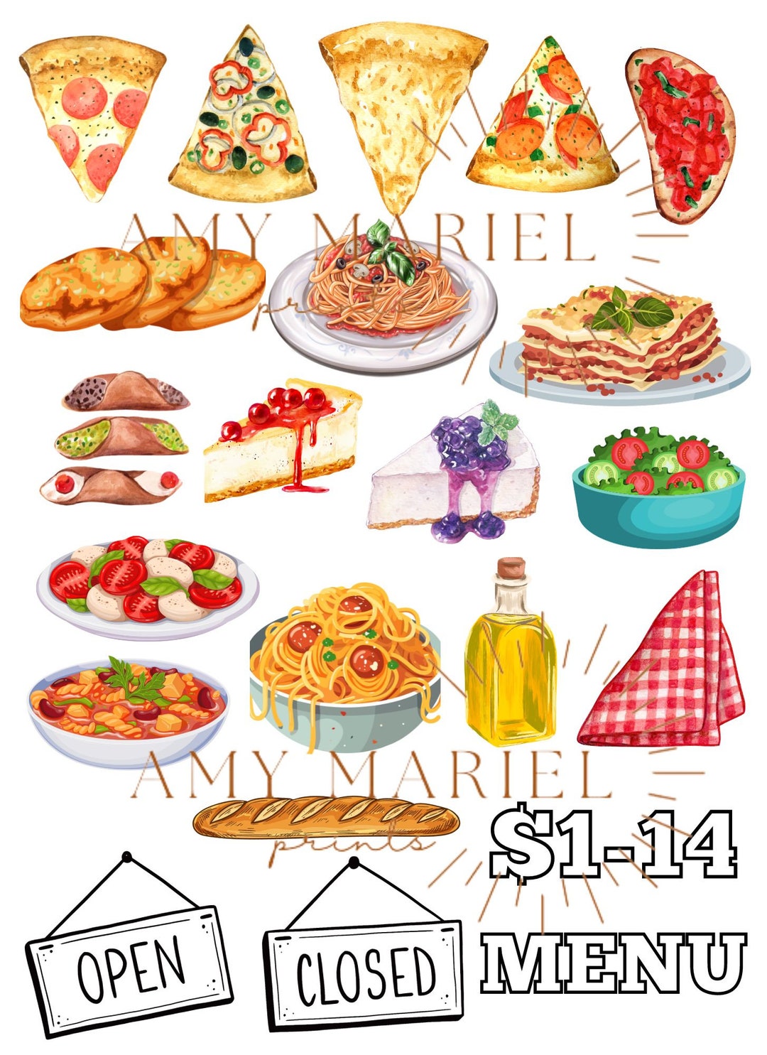 Italian Restaurant Theme - Table Tent Accessories - DIGITAL DOWNLOAD - Etsy