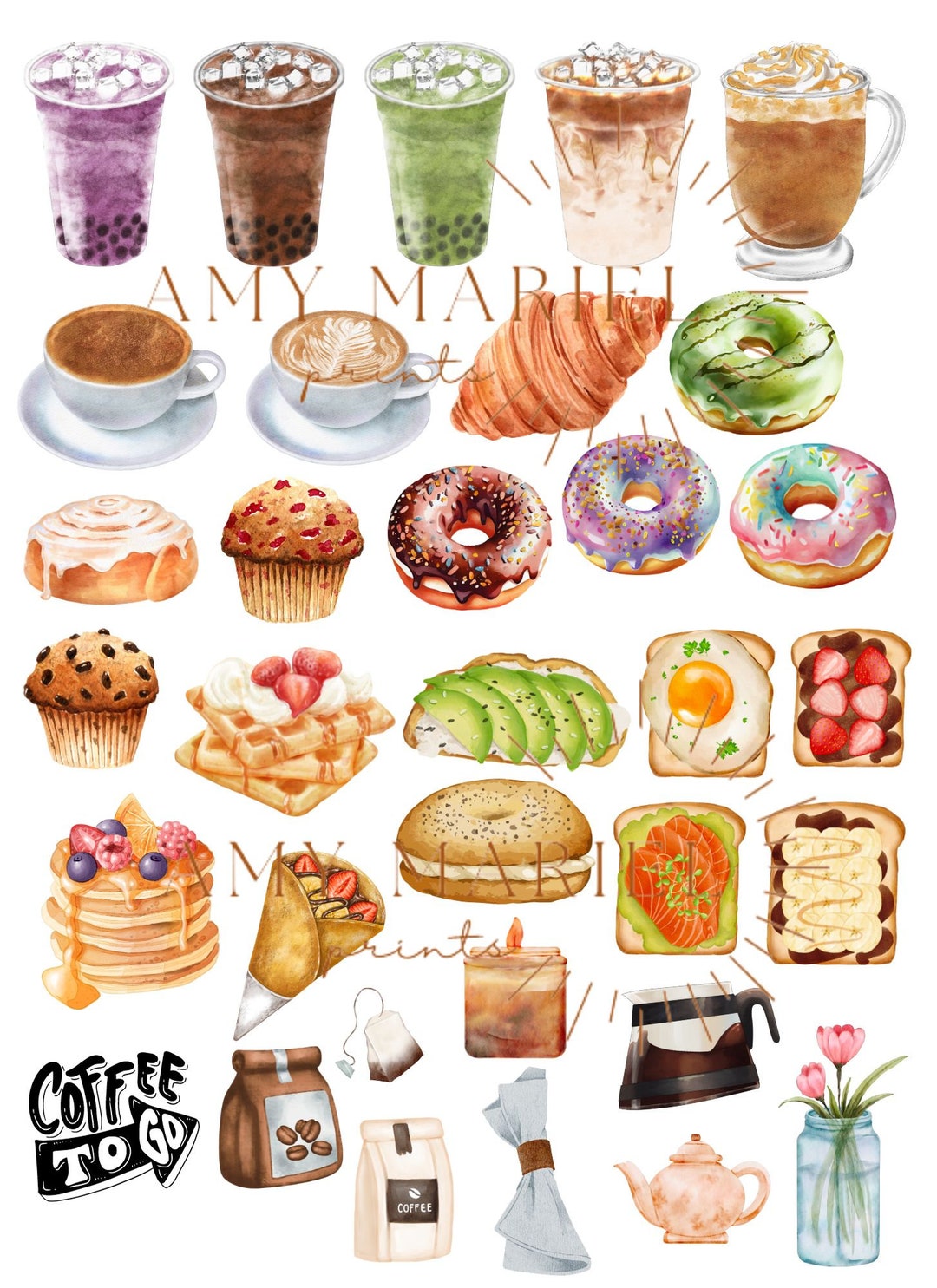 Breakfast Cafe Theme Table Tent Accessories DIGITAL DOWNLOAD - Etsy