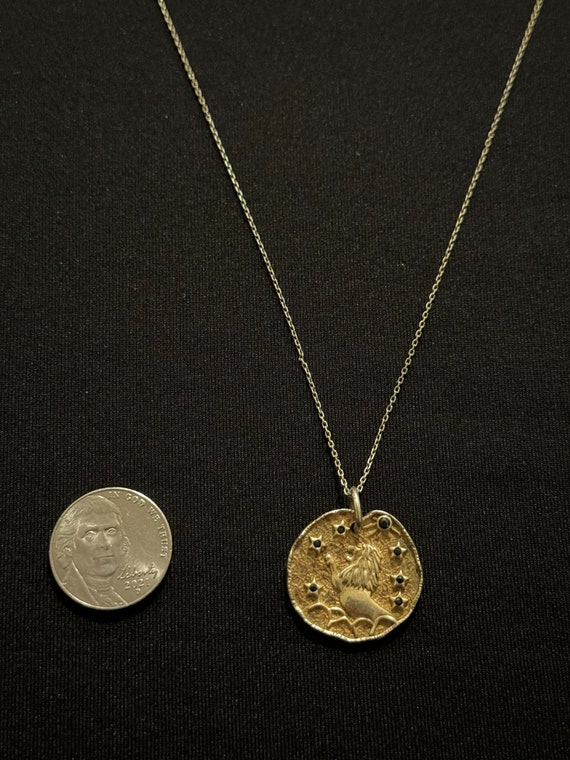 Silver Leo Necklace, Zodiac Coin Necklace, Sky Neckla… - Gem