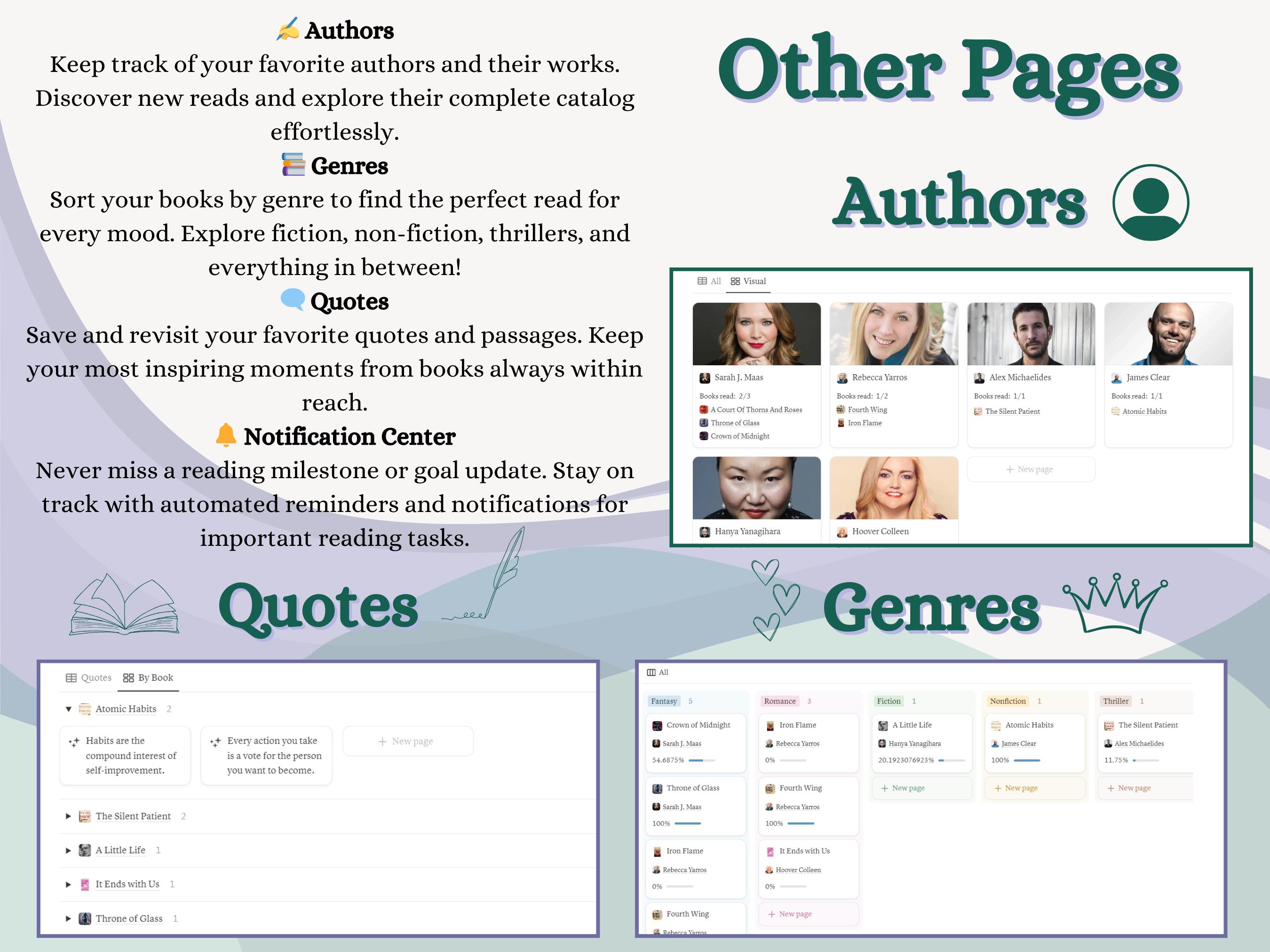 Reading Hub Notion Template Book Tracker Journal Readers Digital Book ...
