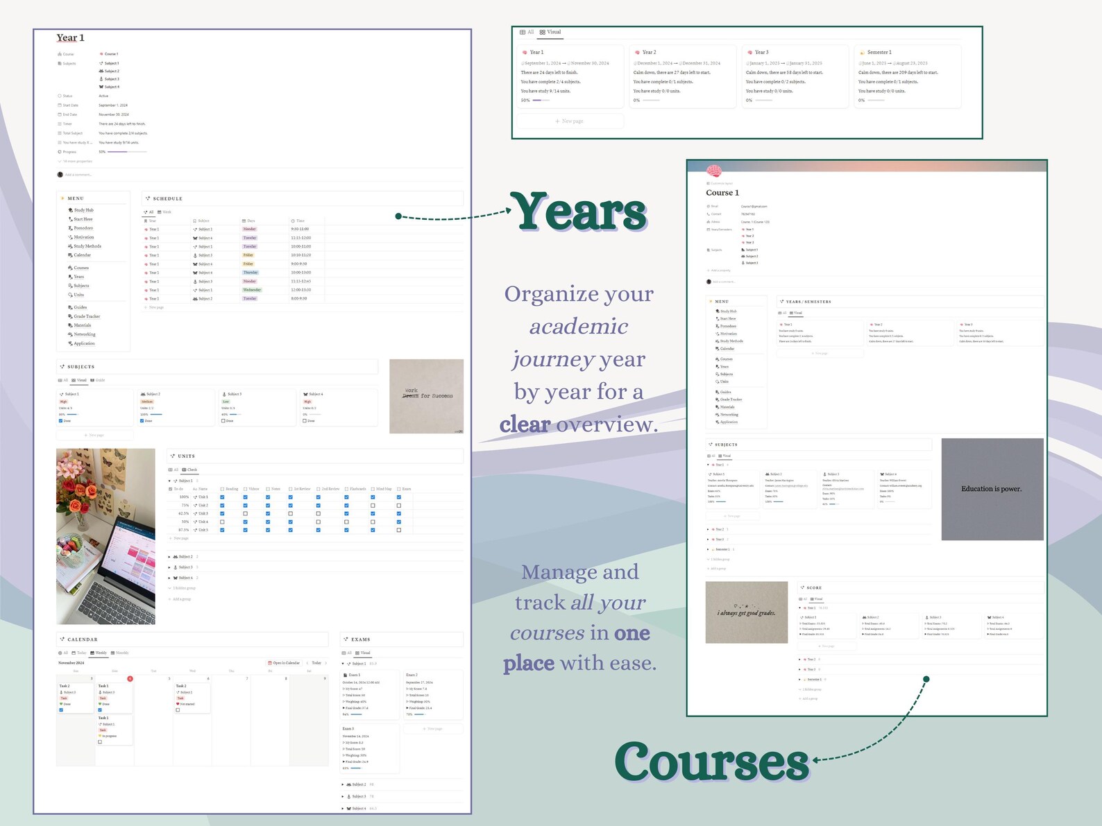 Study Hub Notion Template University Study Organizer Pomodoro Course ...