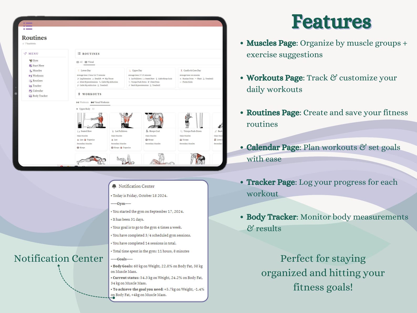 Gym Hub Notion Template Customizable Fitness Planner Workout Tracker ...