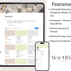 Password Tracker Organizer Notion Template Password Manager Book Log in Password Journal Digital ...