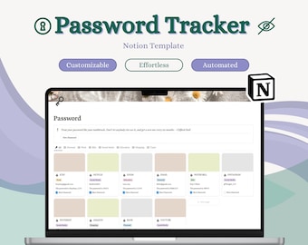 Password Tracker Organizer Notion Template Password Manager Book Log in Password Journal Digital ...