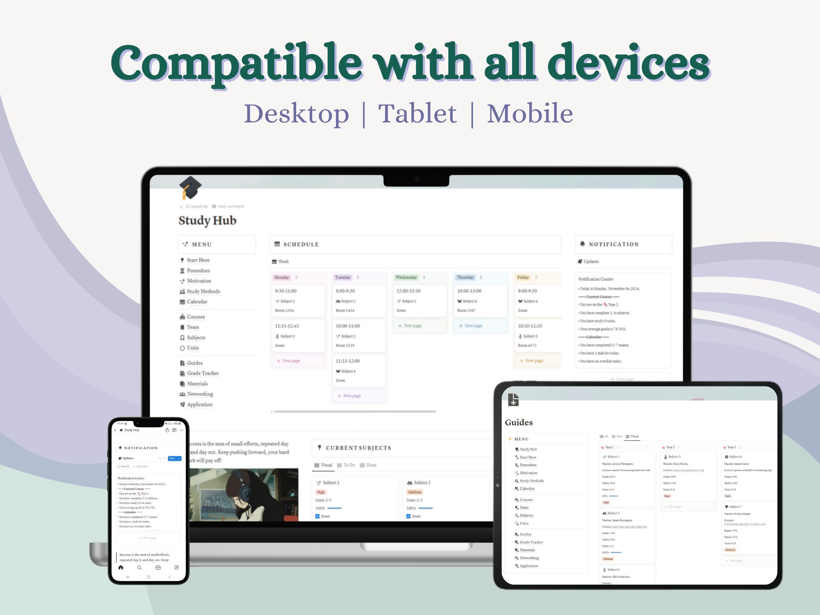 Study Hub Notion Template University Study Organizer Pomodoro Course ...