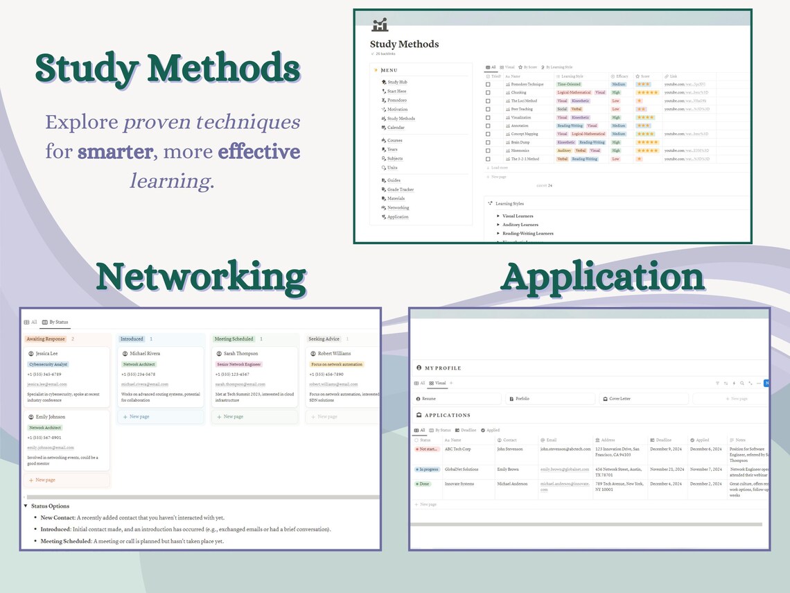 Study Hub Notion Template University Study Organizer Pomodoro Course ...