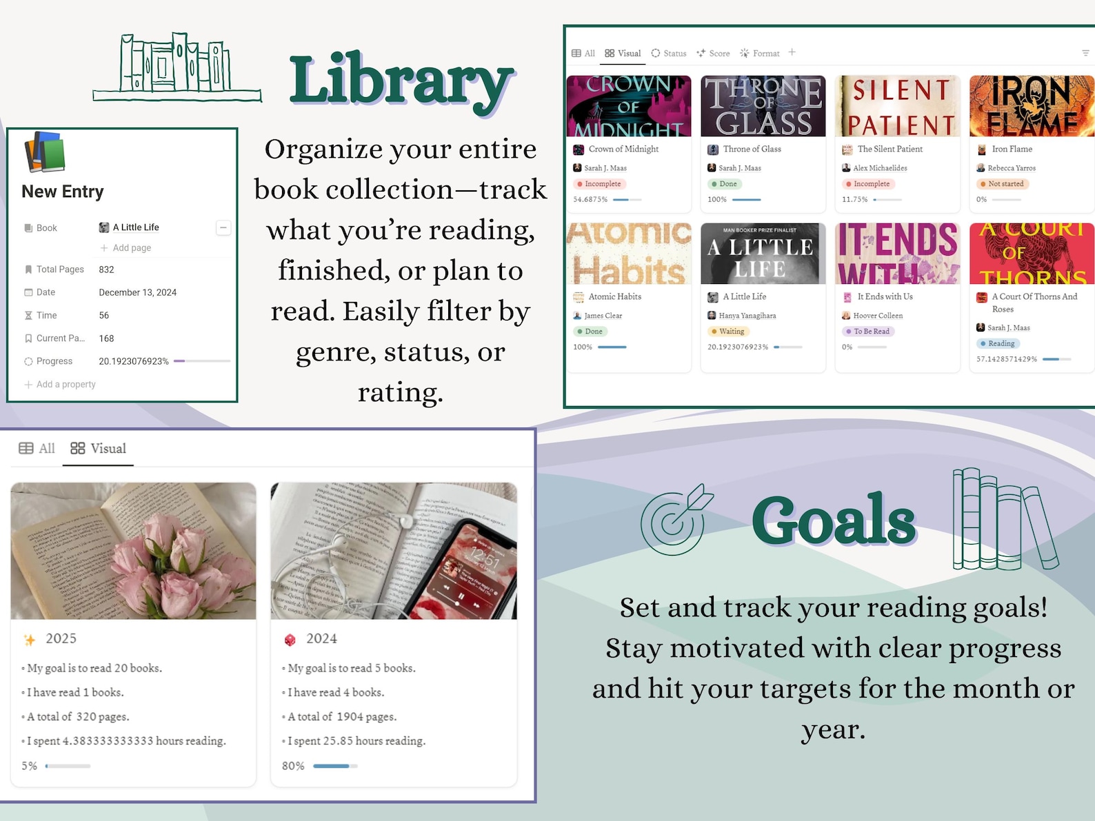 Reading Hub Notion Template Book Tracker Journal Readers Digital Book ...