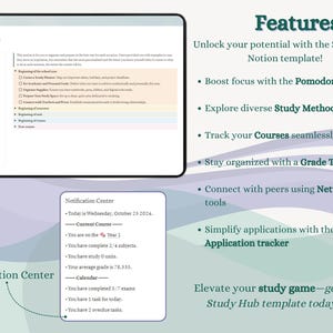 Study Hub Notion Template University Study Organizer Pomodoro Course ...