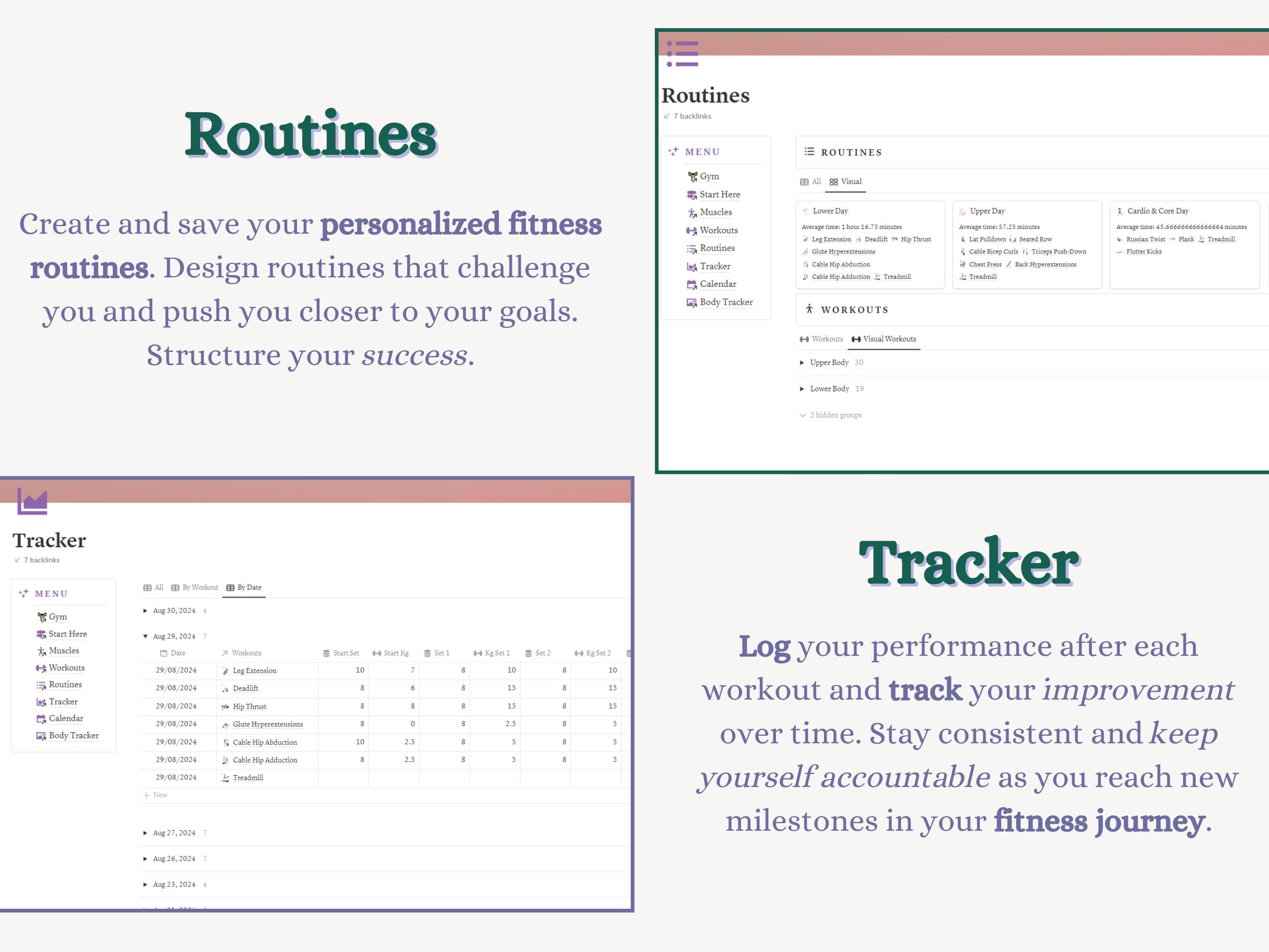Gym Hub Notion Template Customizable Fitness Planner Workout Tracker ...