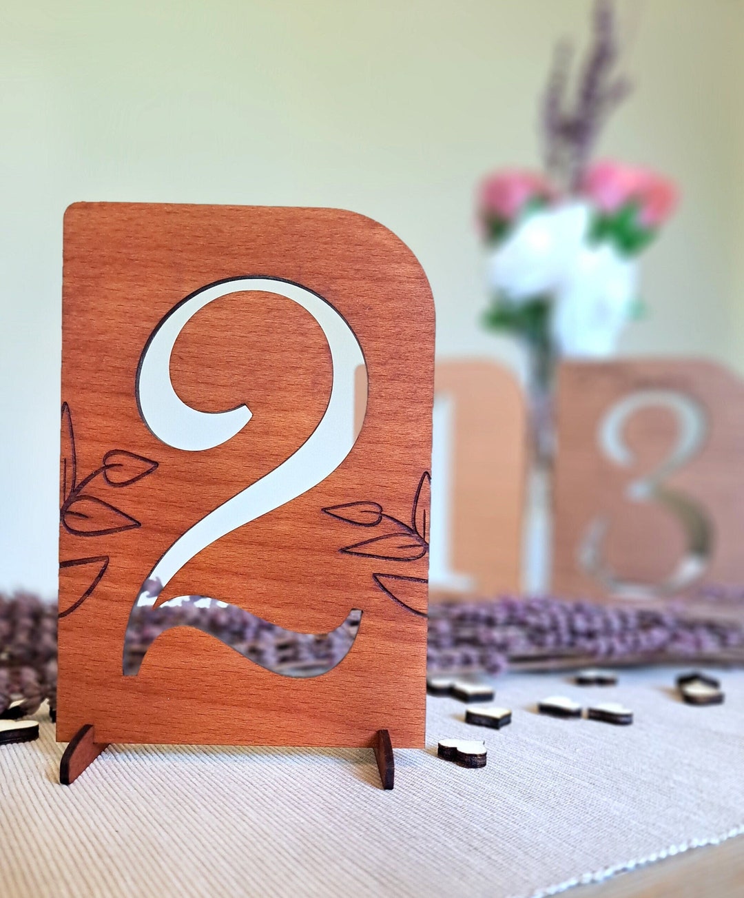 Table Numbers Made of Wood leaves I Solid Wood Numbers for Wedding I ...