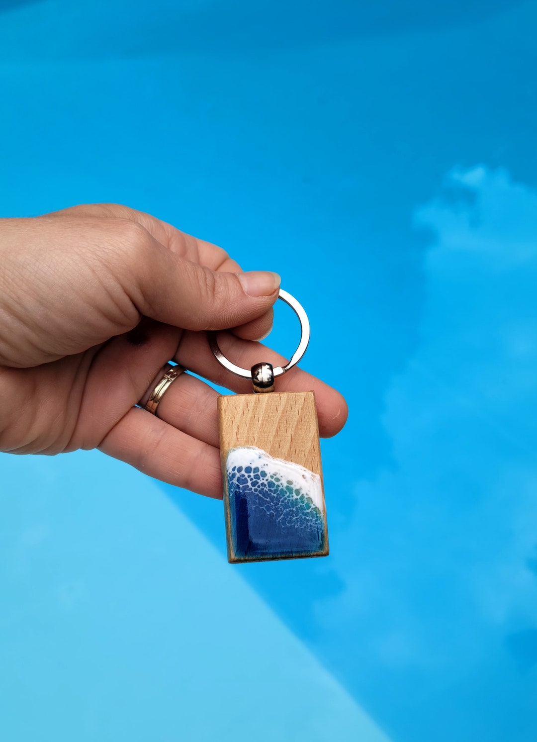 Resin Ocean Waves Keychain - Etsy