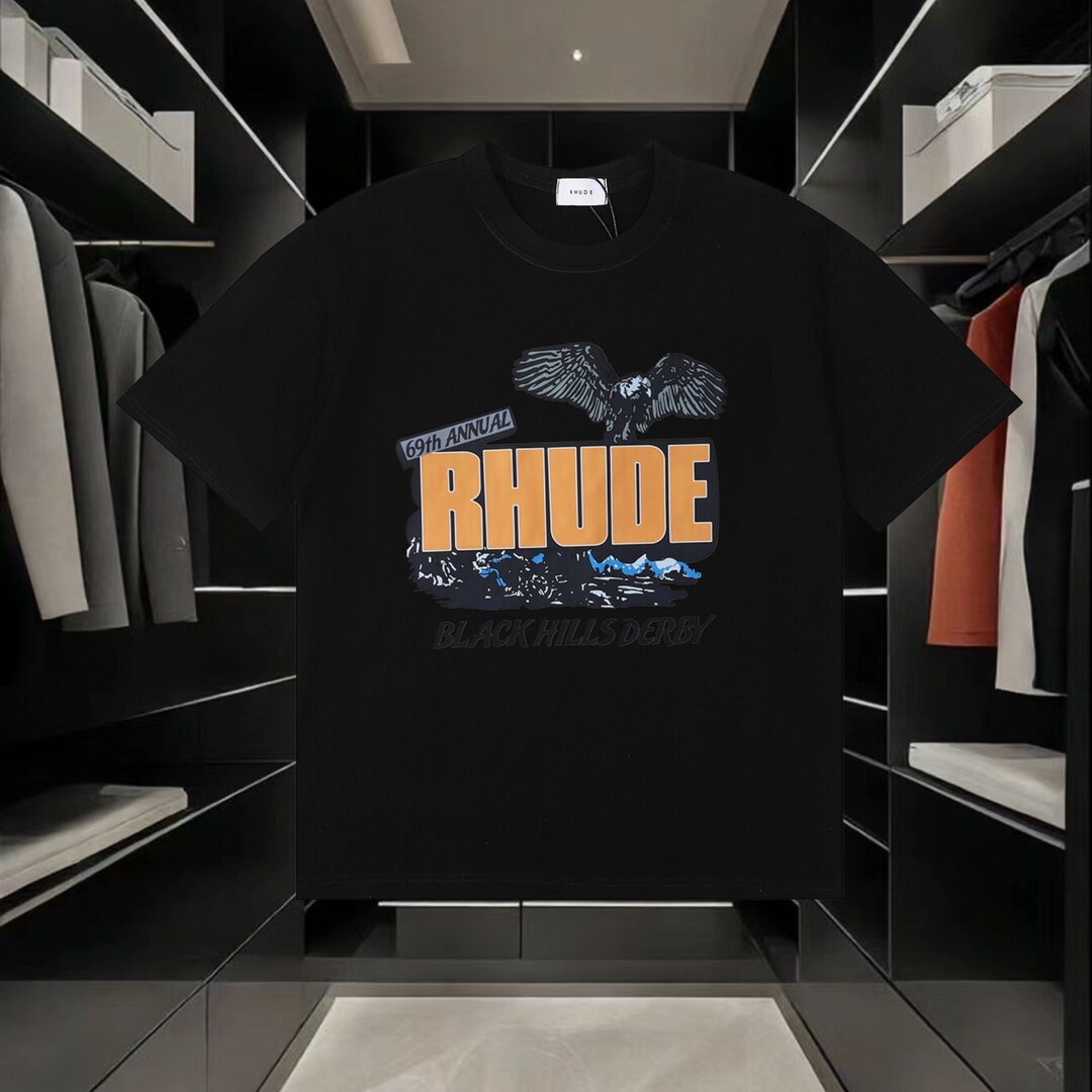 Rhude Print Tee-unisex Rhude T-shirt-couple's Casual Print - Etsy