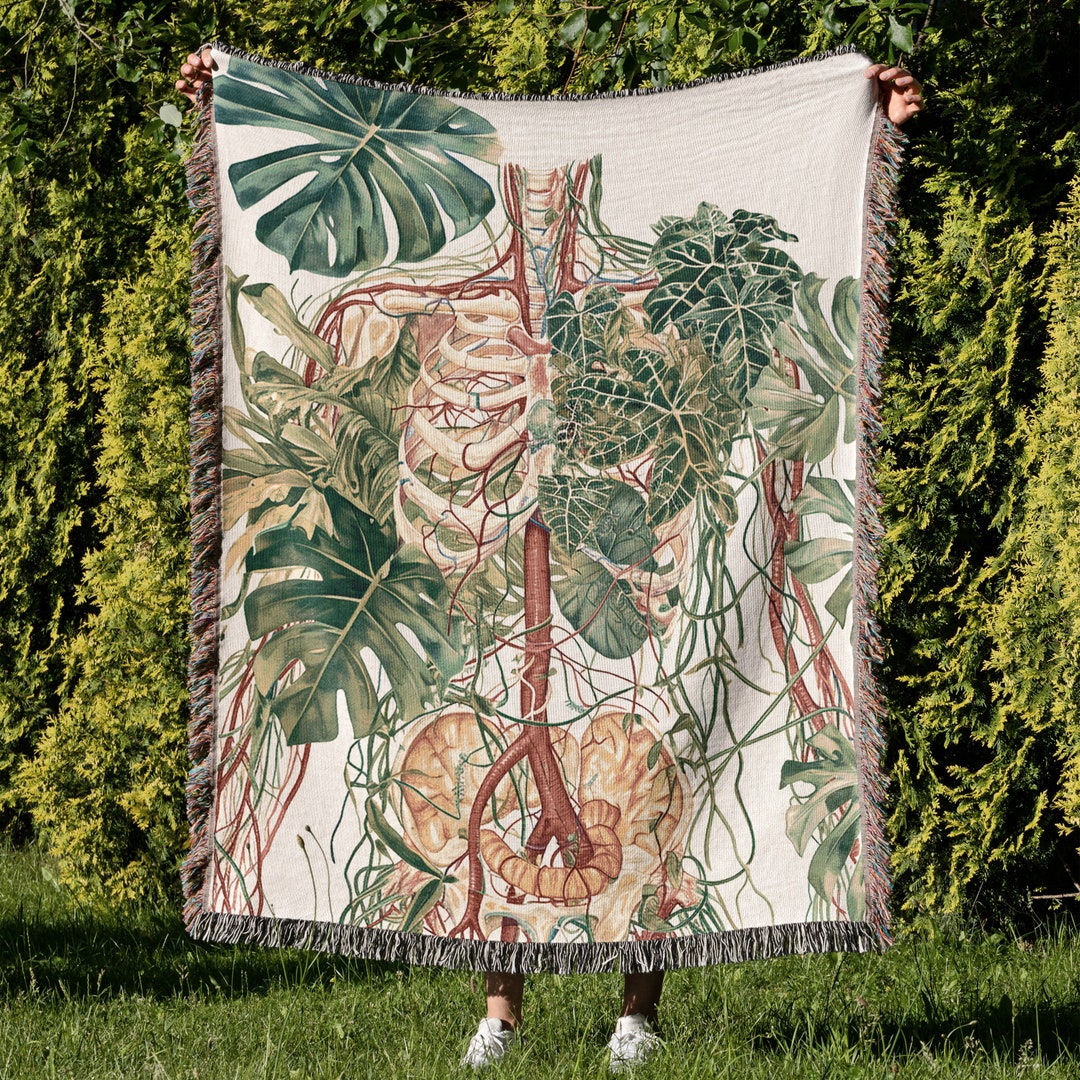 Anatomical Botanical Circulatory System Woven Blanket - Colorful Cotton ...