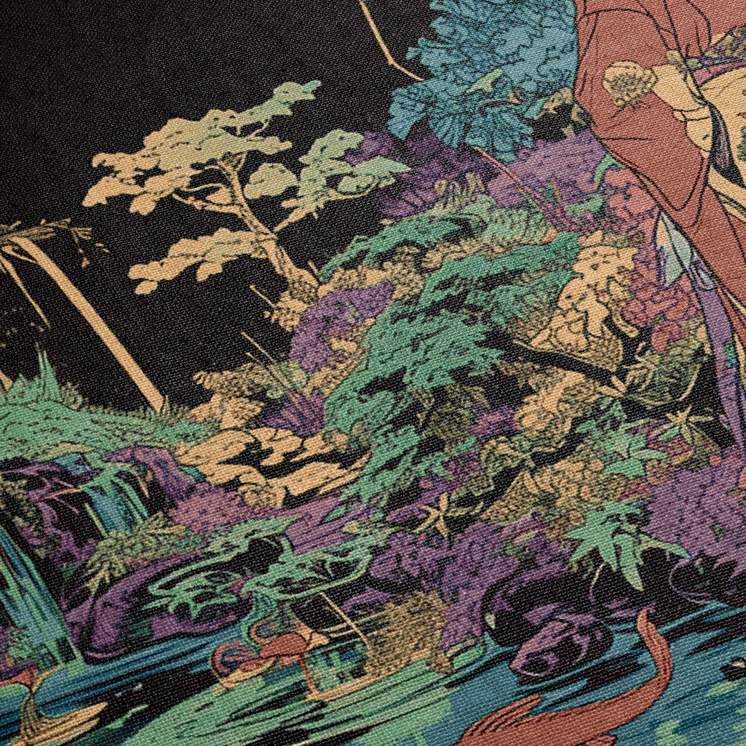 Ukiyo-e Geisha Surreal Woven Blanket - Colorful Cotton Throw ...