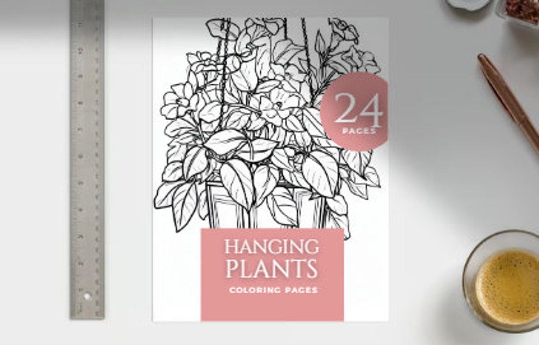 Hanging Plants Coloring Pages 24 Pages - Etsy