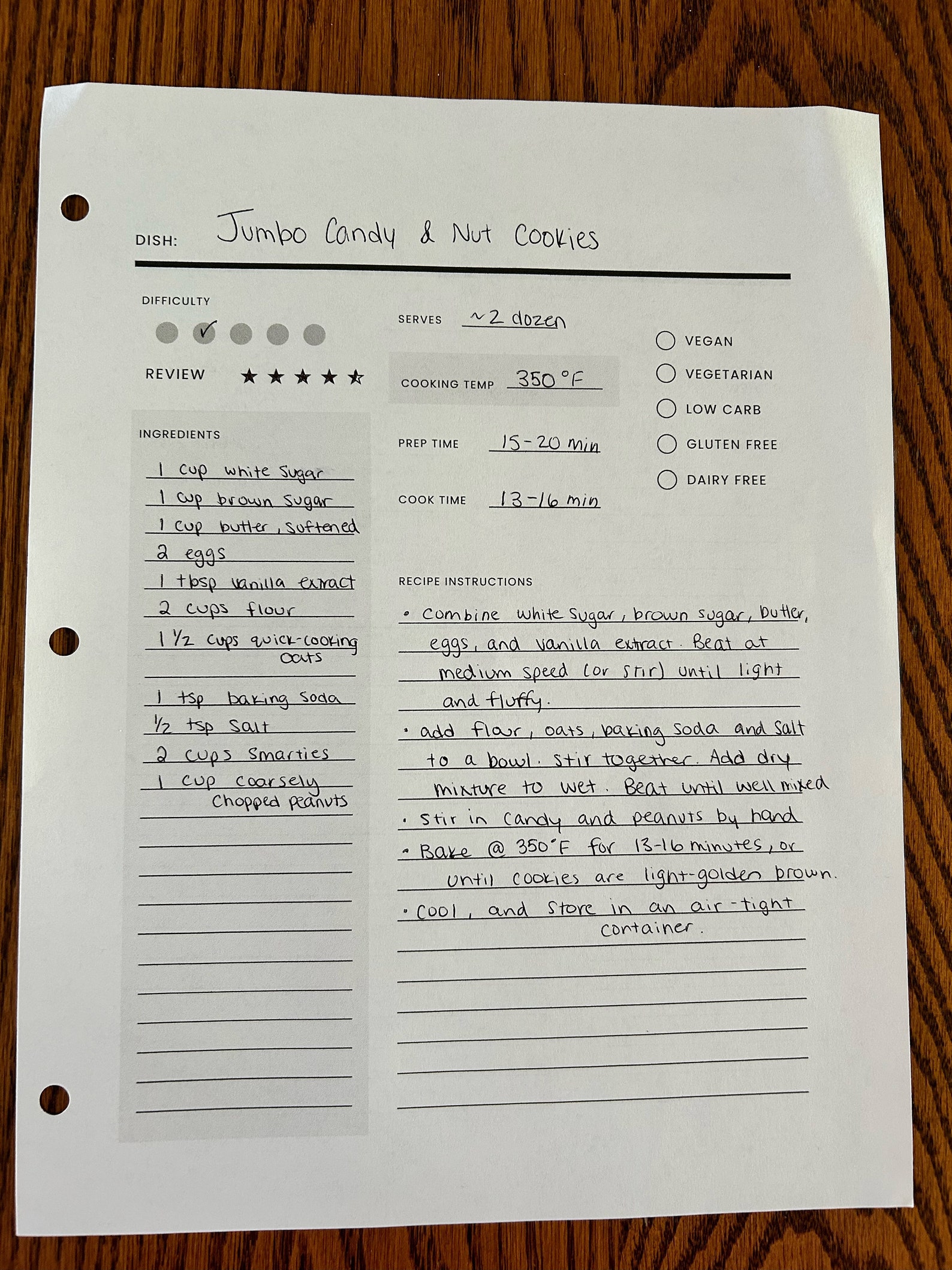 Recipe Card - Printable for Handwritten Recipe Cards - Etsy